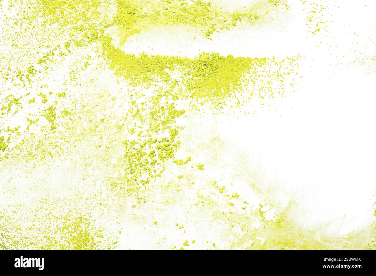 Detail of a fine yellow Holi flour powder granules dust pollen pollen ...