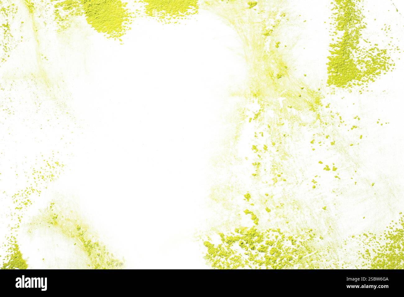 Detail of a fine yellow Holi flour powder granules dust pollen pollen ...