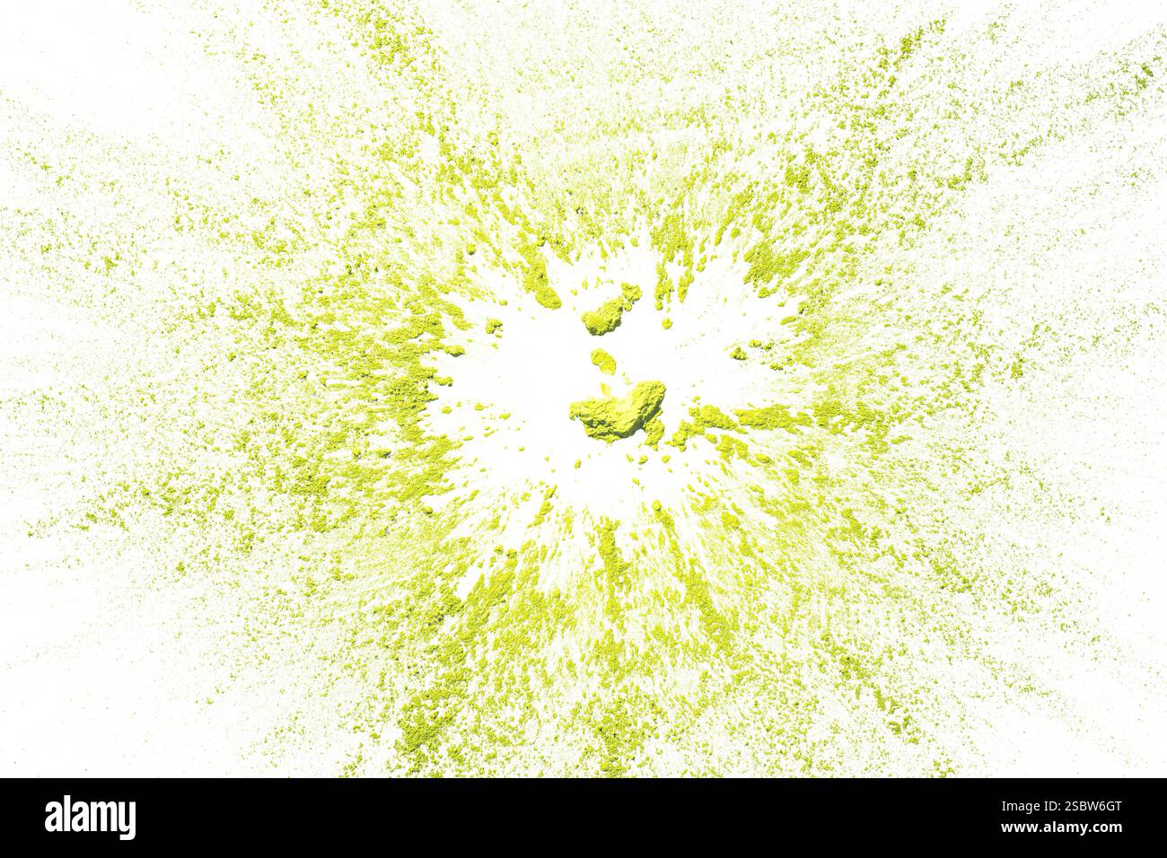 Detail of a fine yellow Holi flour powder granules dust pollen pollen ...