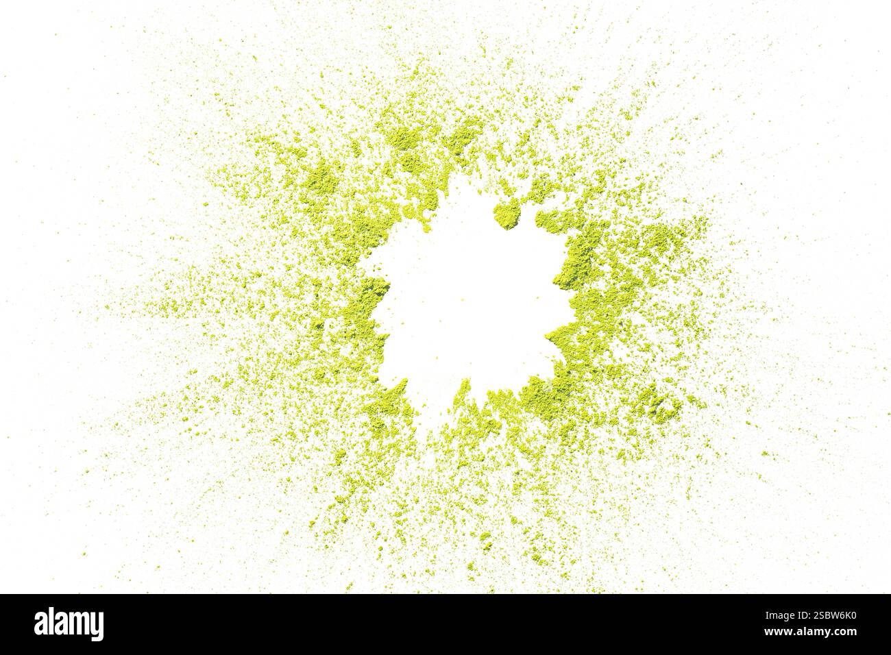 Detail of a fine yellow Holi flour powder granules dust pollen pollen ...