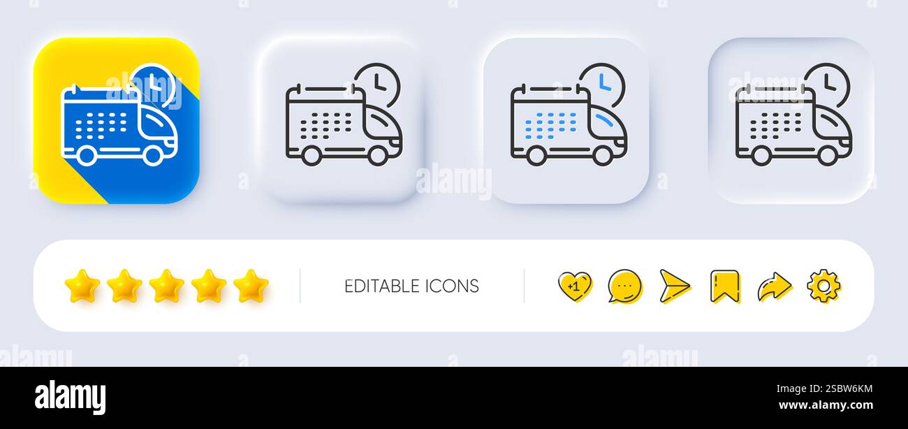 Delivery schedule line icon. Logistics calendar sign. Neumorphic ...