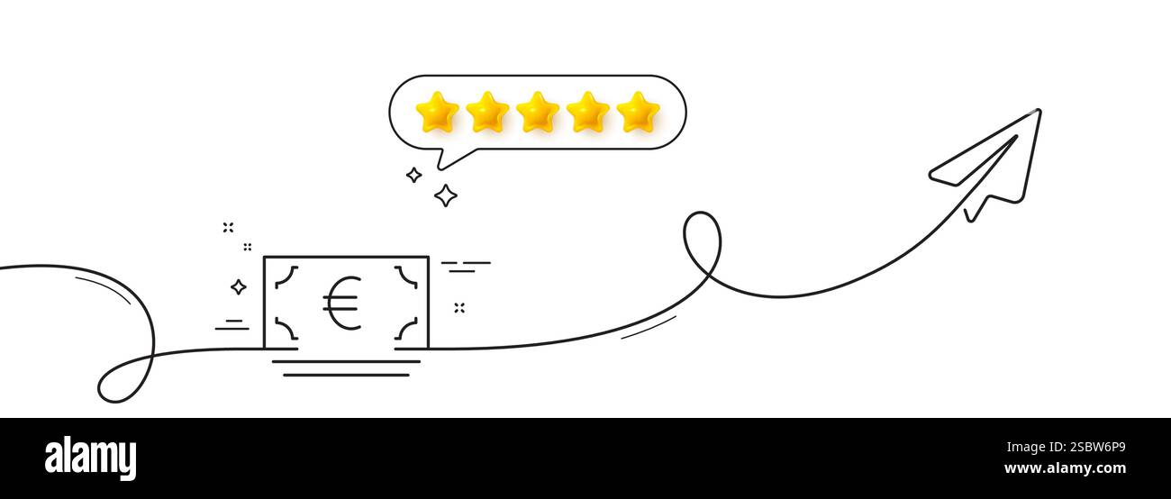 Cash money line icon. Banking currency. Continuous line with plane ...