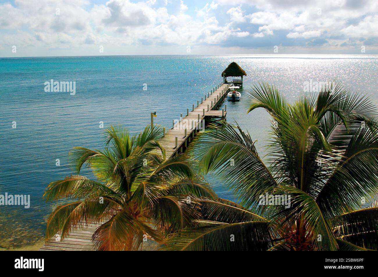 Tropical Paradise Pier Overlooking Crystal-Clear Ocean Stock Photo - Alamy