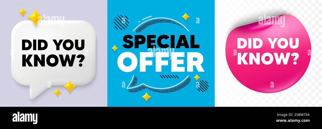 Did you know tag. Special offer question sign. Speech bubbles and ...
