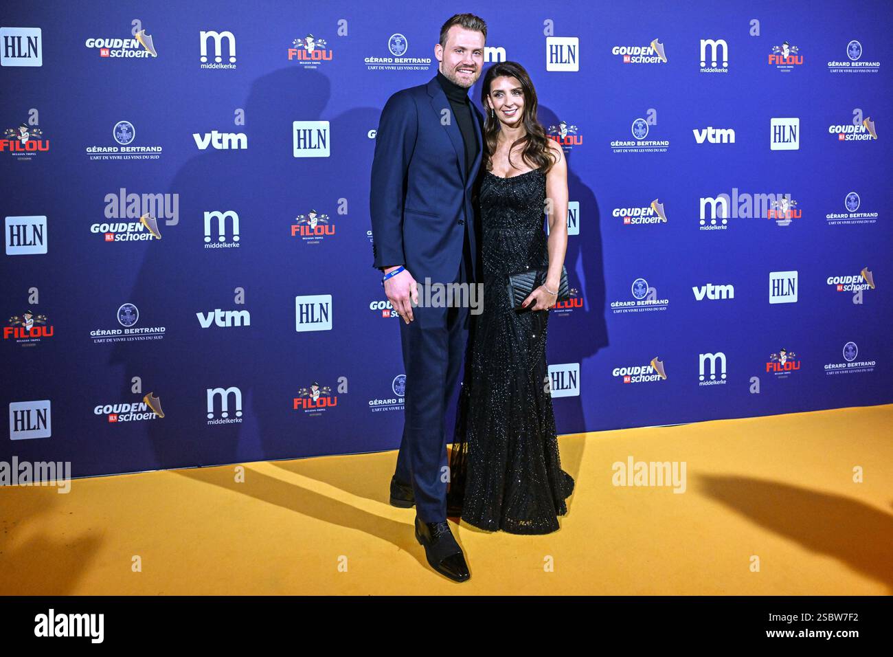 Simon Mignolet of Club Brugge and his wife Jasmien Claes pictured ...