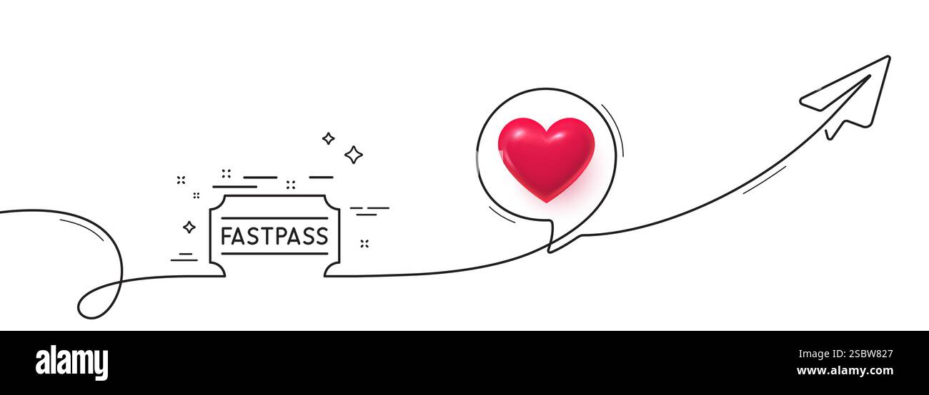 Fastpass line icon. Amusement park ticket sign. Continuous line with plane. Vector Stock Vector ...