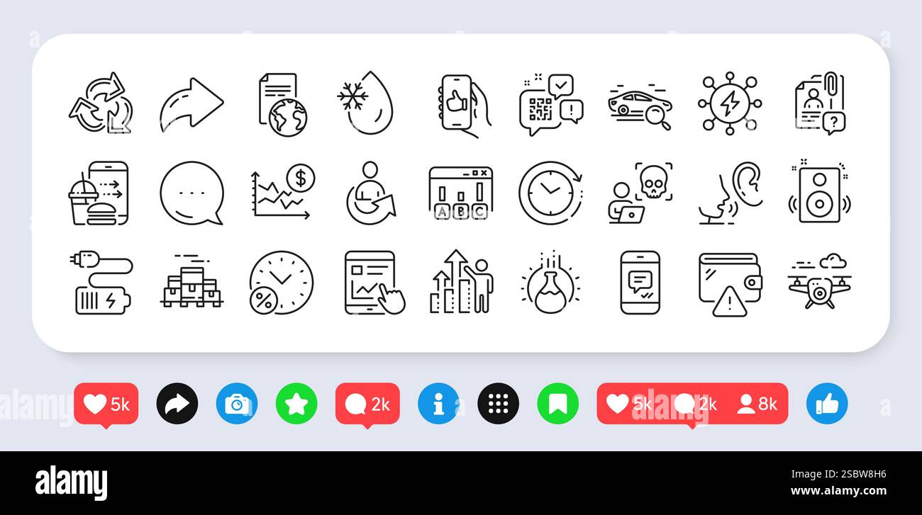 Recycle, Share and Drone line icons pack. For web app. Social media icons. Vector Stock Vector ...