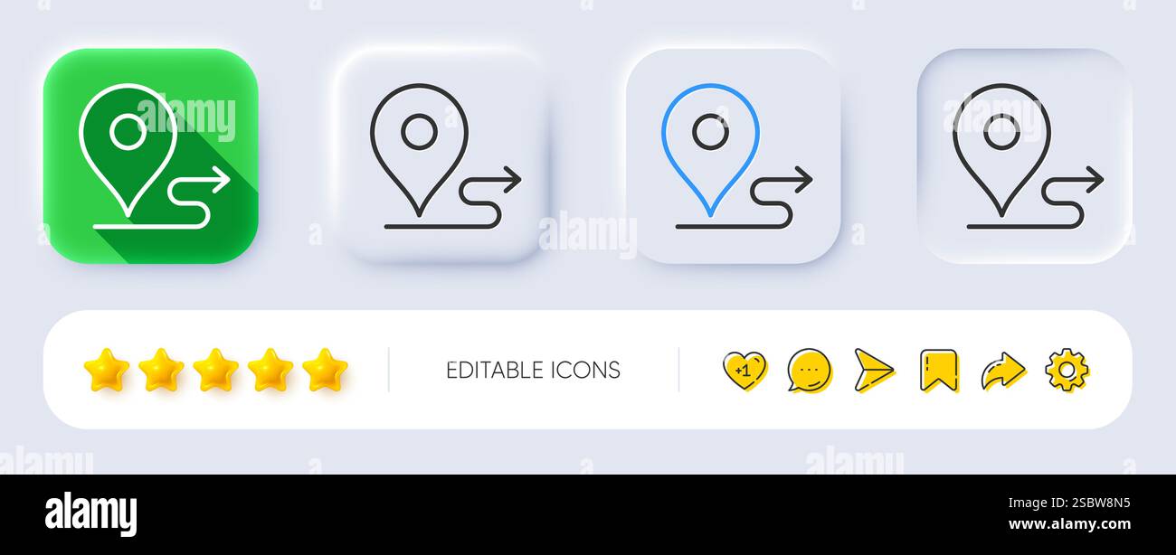 Journey line icon. Road path sign. Neumorphic buttons. Vector Stock ...