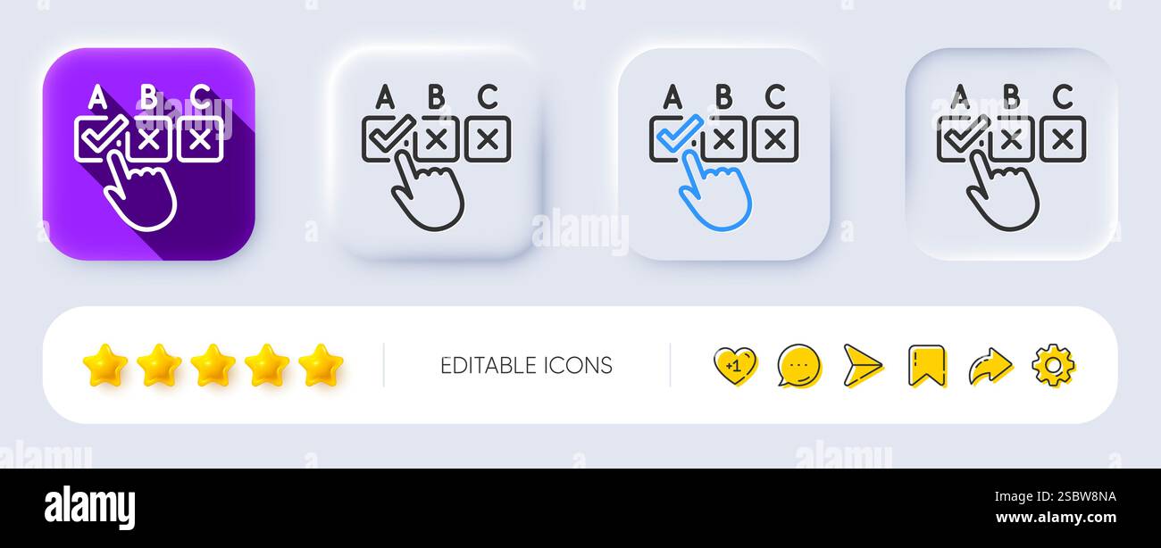 Correct checkbox line icon. Select answer sign. Neumorphic buttons. Vector Stock Vector Image ...
