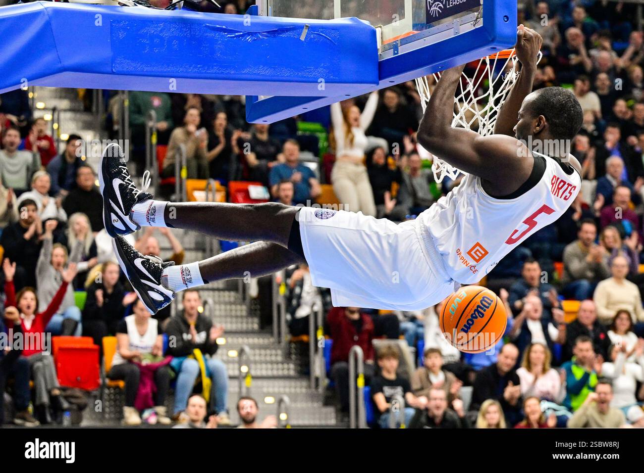 Tylan Birts of Nymburk in action during the Men's basketball Champions ...