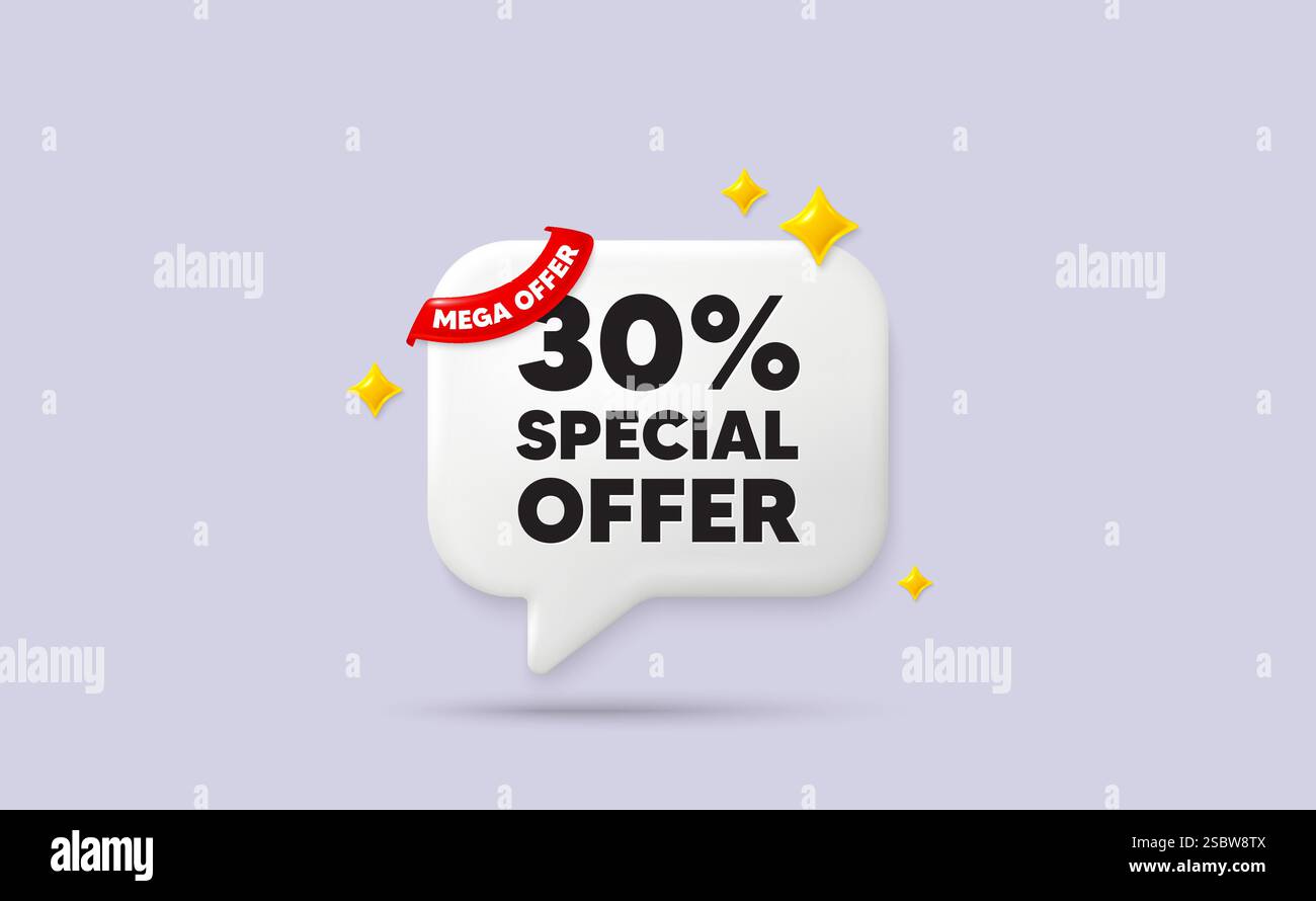 30 percent discount offer. Sale price promo sign. Ribbon speech bubble ...