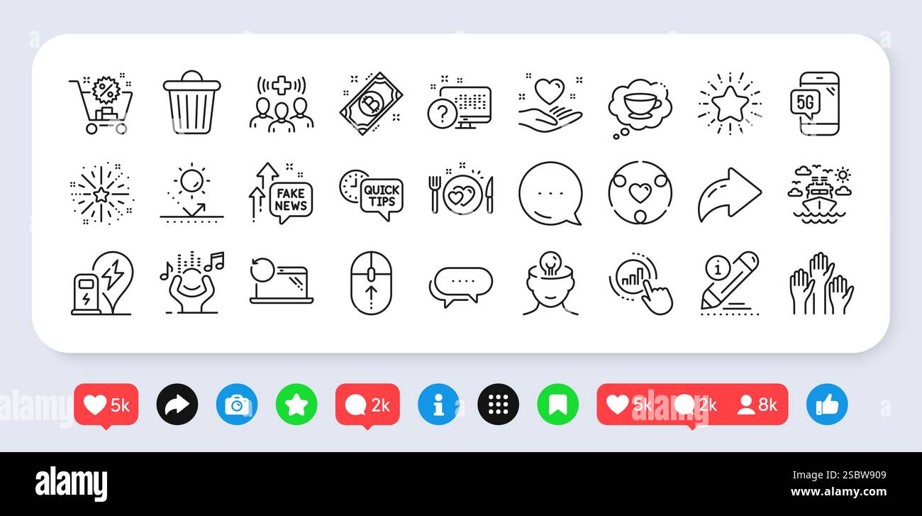 Fireworks explosion, Noise and Hold heart line icons pack. For web app ...