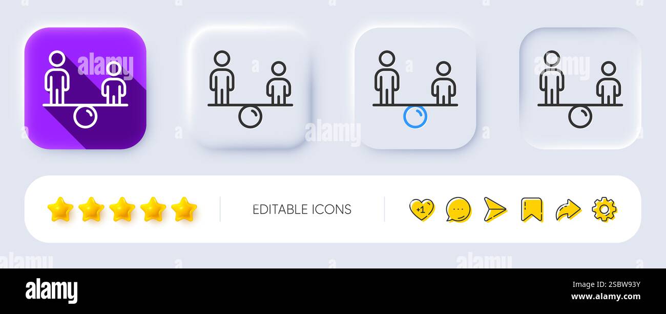 Equity culture line icon. Equality sign. Neumorphic buttons. Vector ...