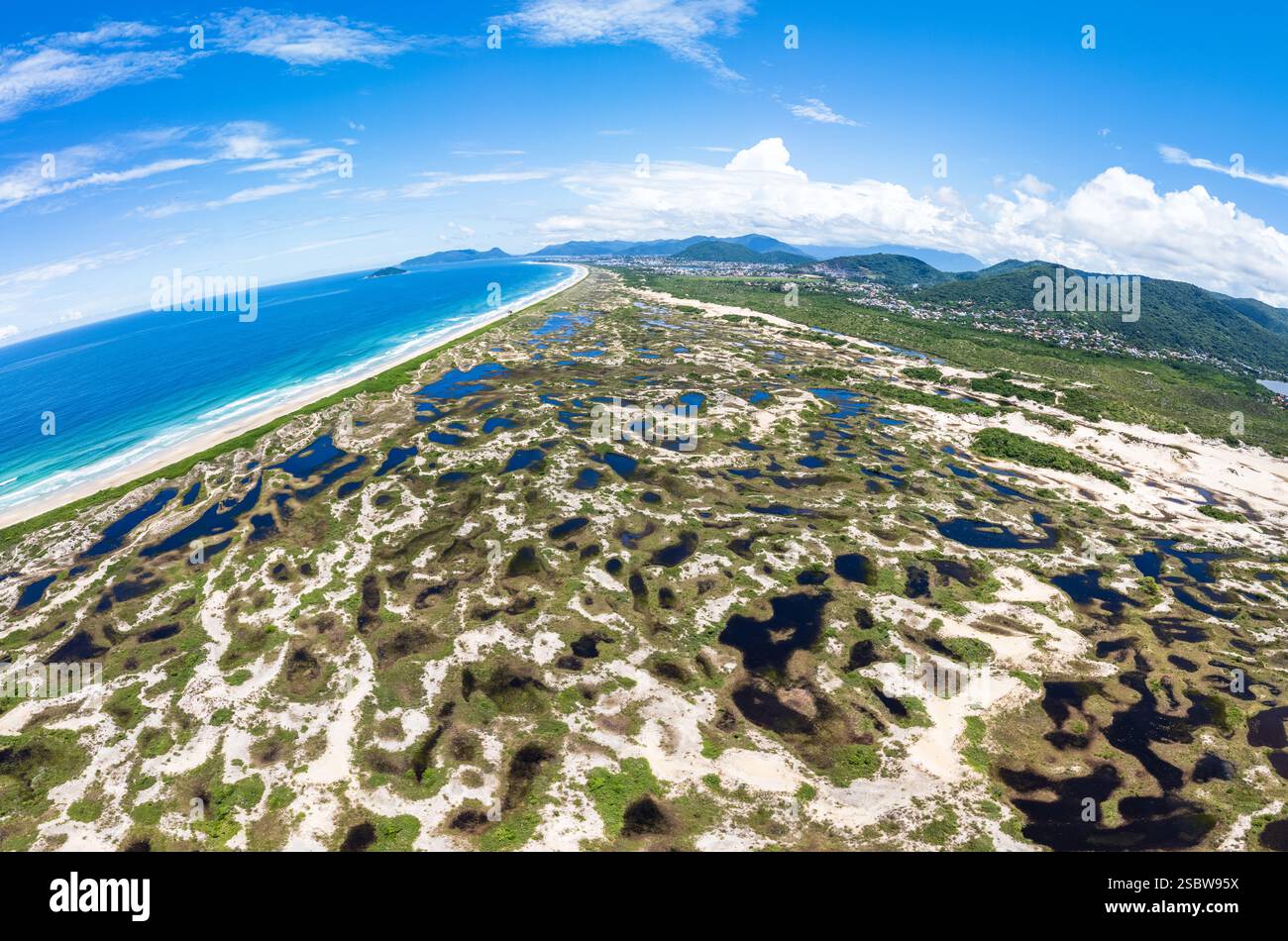 Preserved Brazilian beach with sandbanks and splendid nature on a sunny ...