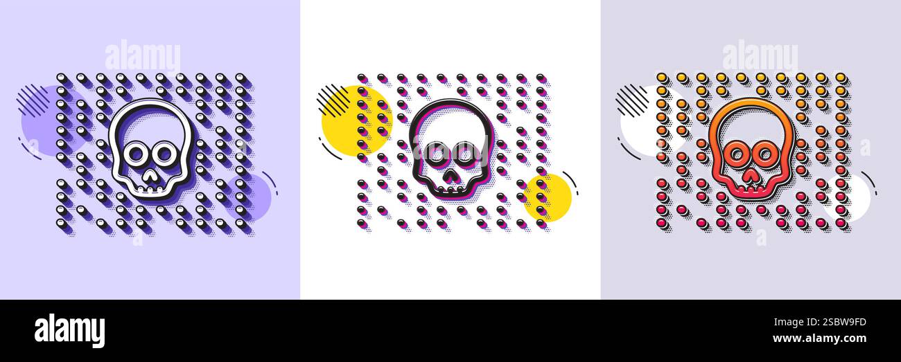 Cyber attack line icon. Ransomware threat sign. Halftone dotted pattern. Vector Stock Vector ...