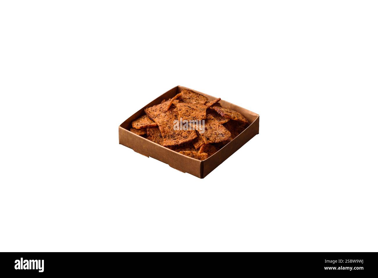 Crispy homemade brown bread chips with seeds and grains, salt, spices ...