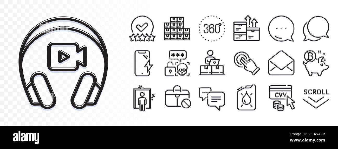 Mail, 360 degrees and Cyber attack line icons for web app. Pictogram icon. Glare of light icons ...