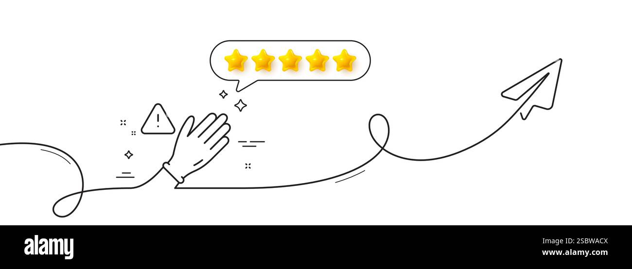 Dont touch without gloves line icon. Hand warning sign. Continuous line ...