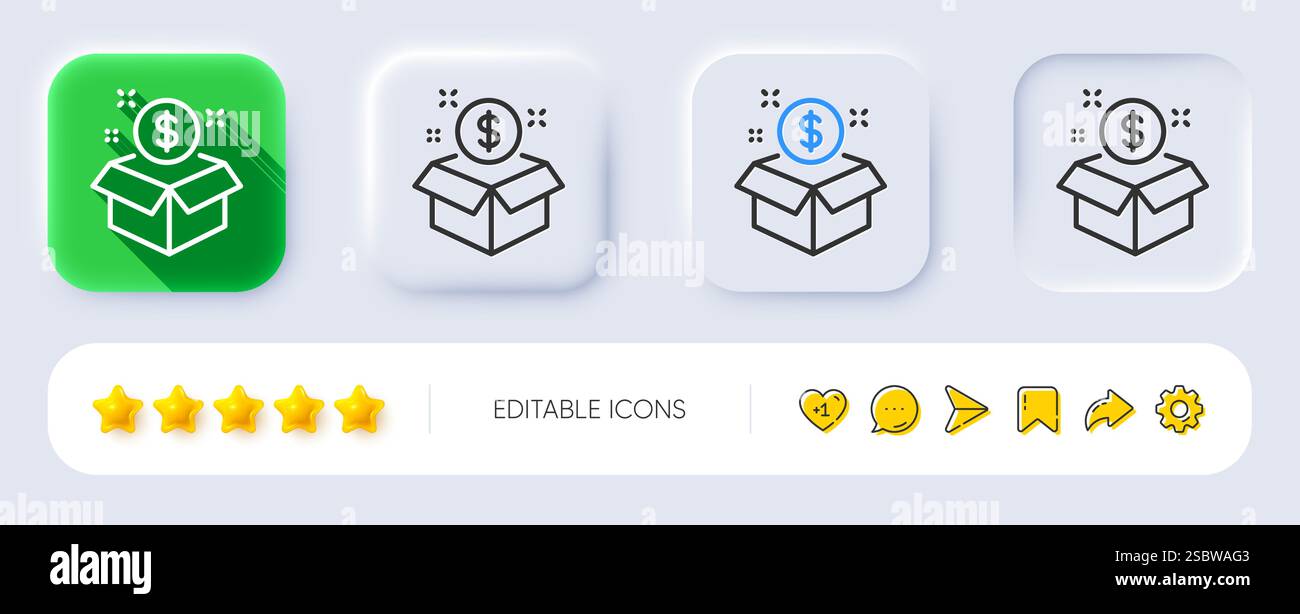 Post package line icon. Paid service sign. Neumorphic buttons. Vector ...