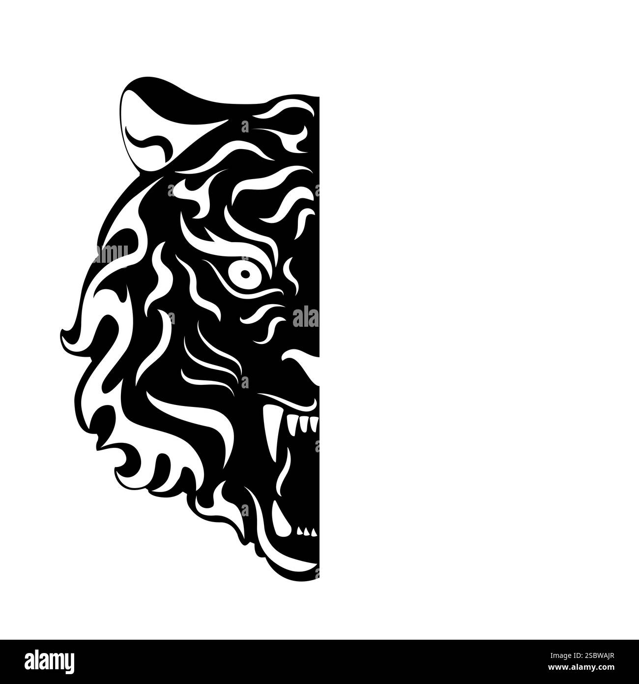 tiger roaring head Vector illustration of a tiger head Stock Vector ...