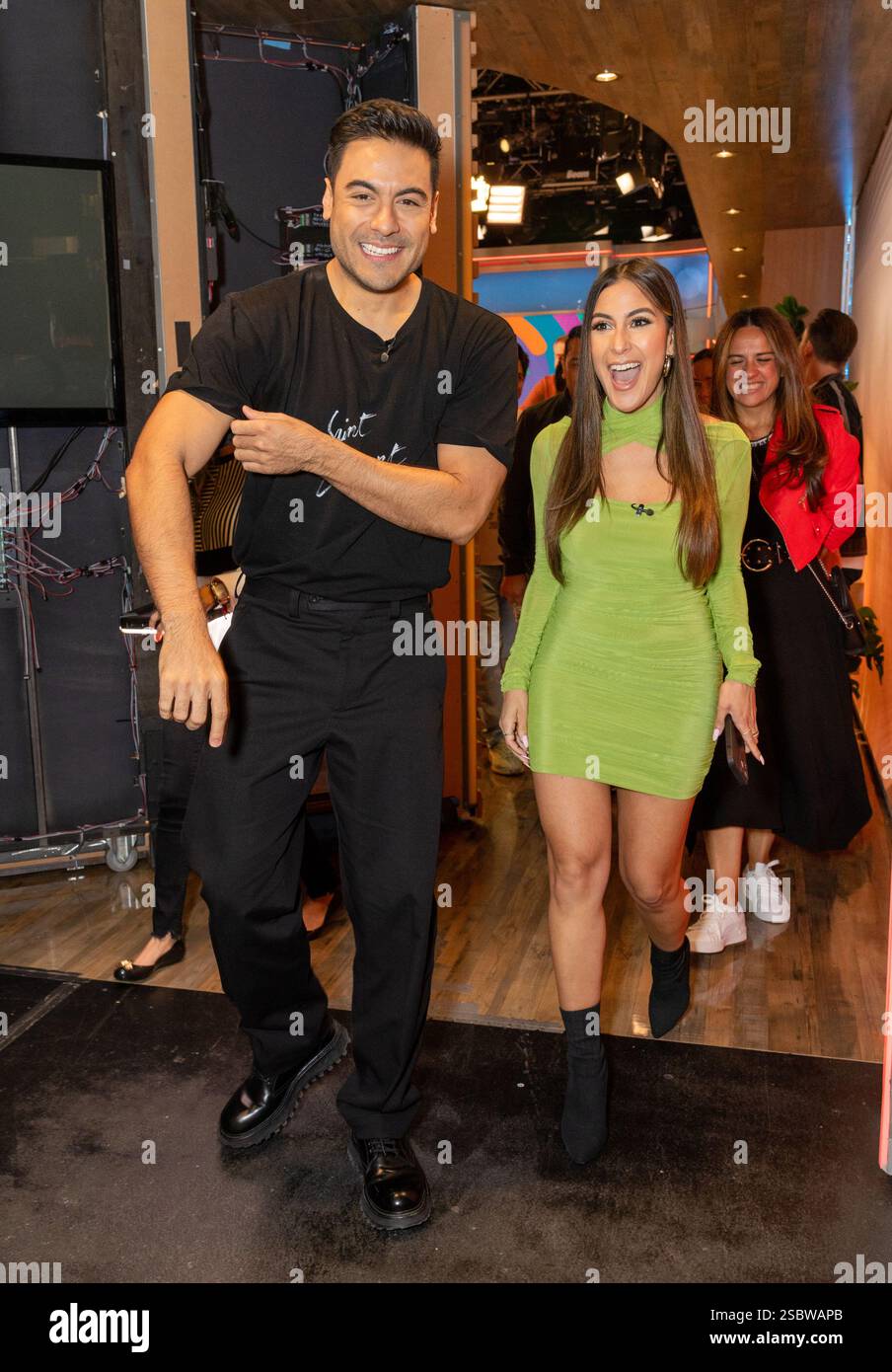 DORAL, FLORIDA - FEBRUARY 4: Carlos Rivera and Jessica Rodriguez are ...