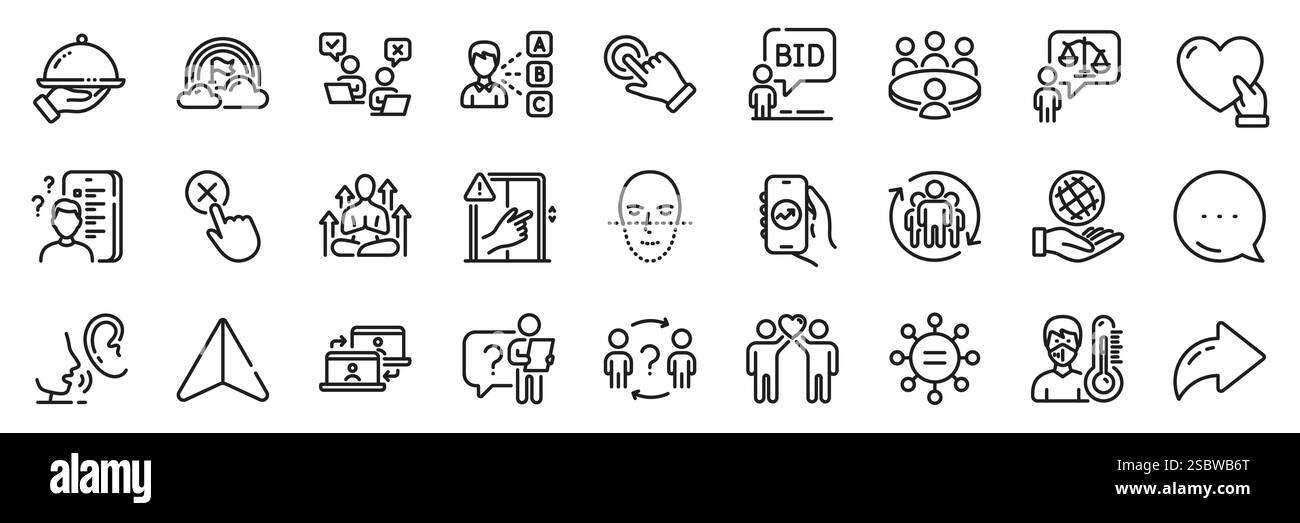 Dont touch, Whisper and Delegate question line icons pack. For web app. App line icons. Vector ...