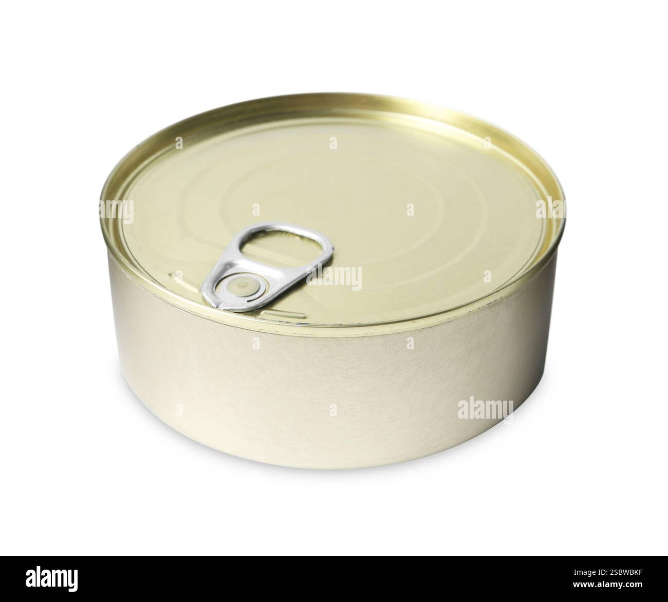 One closed tin can isolated on white Stock Photo - Alamy