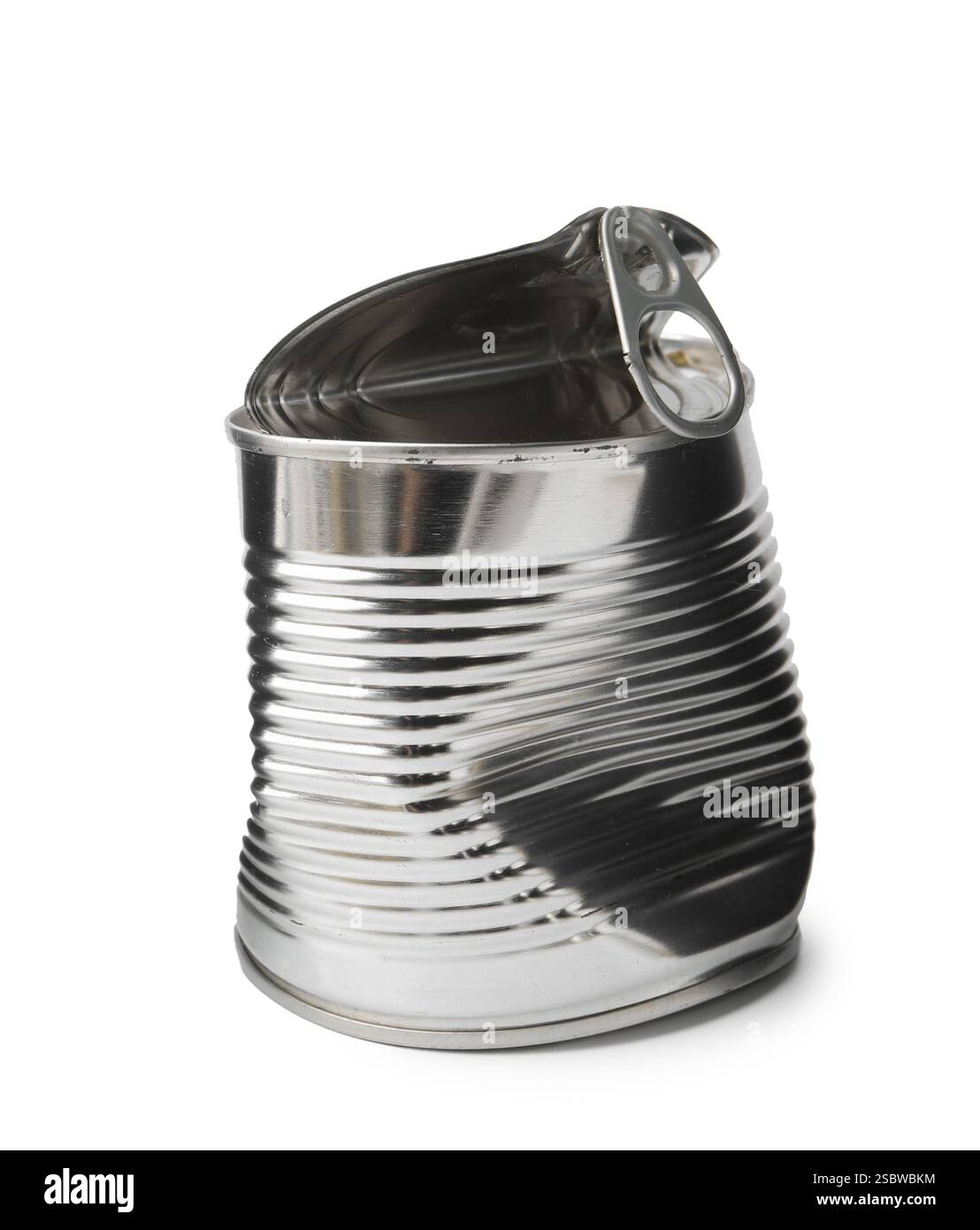 One crumpled tin can isolated on white Stock Photo - Alamy