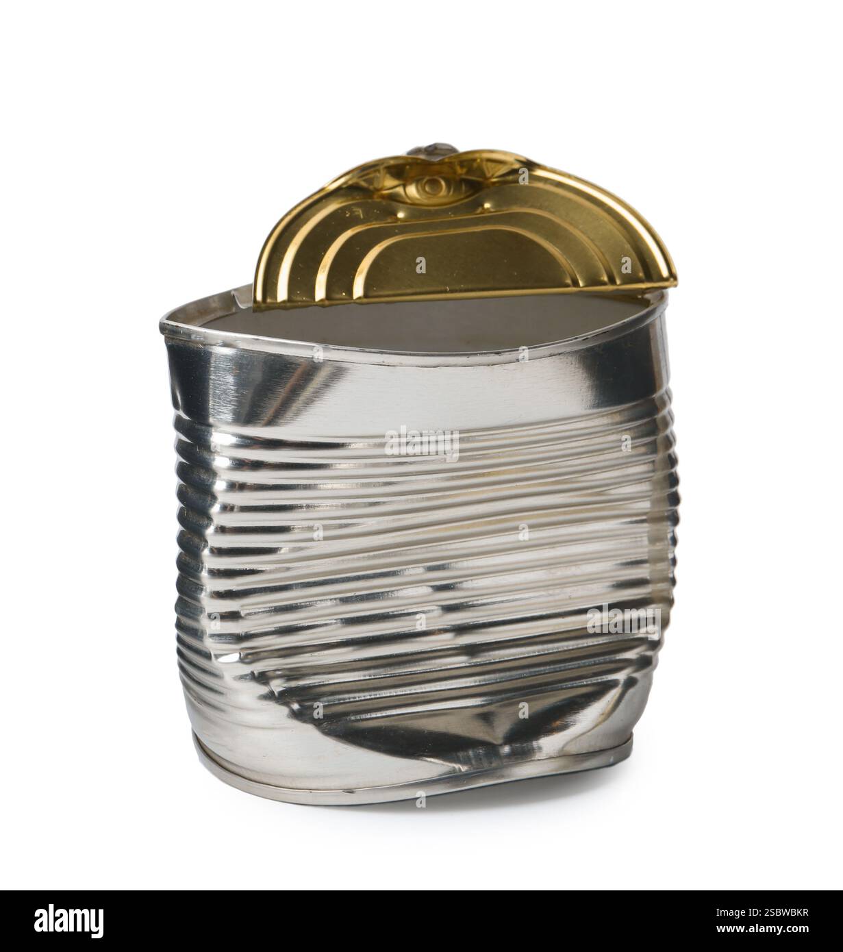 One crumpled tin can isolated on white Stock Photo - Alamy