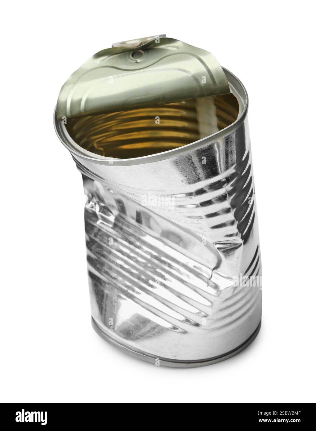 One crumpled tin can isolated on white Stock Photo - Alamy