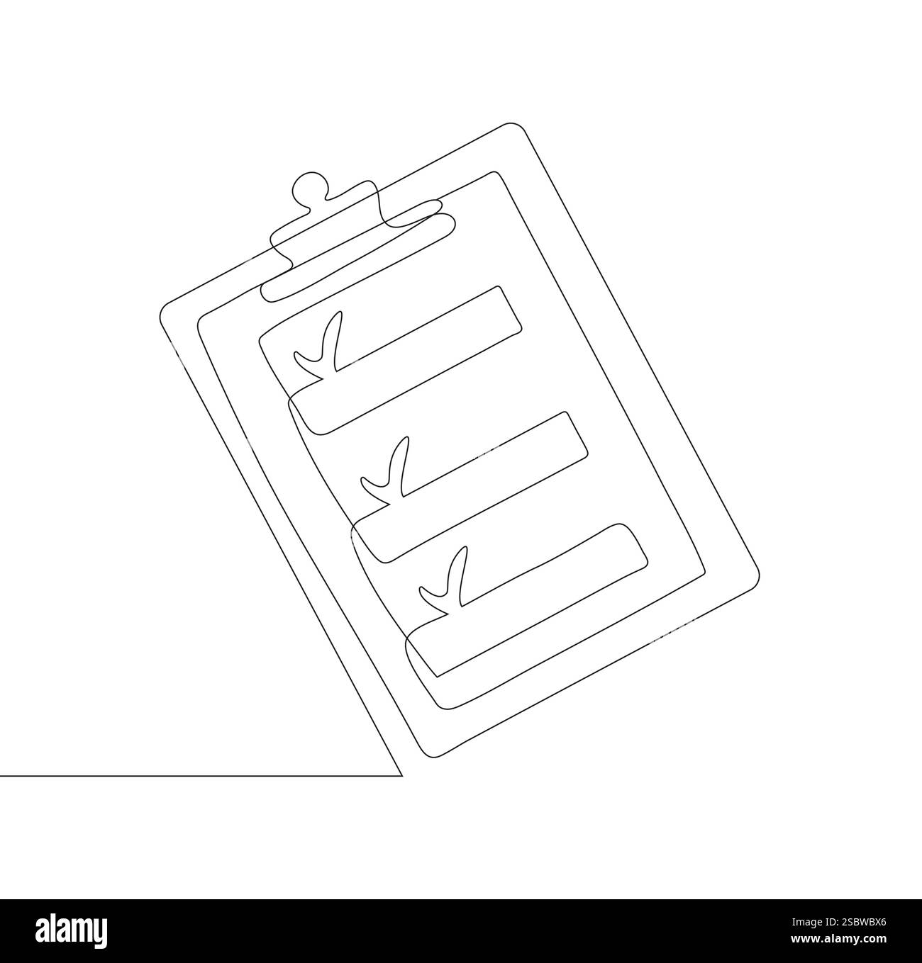 Minimalist one-line drawing of a clipboard with a check mark. Simple ...