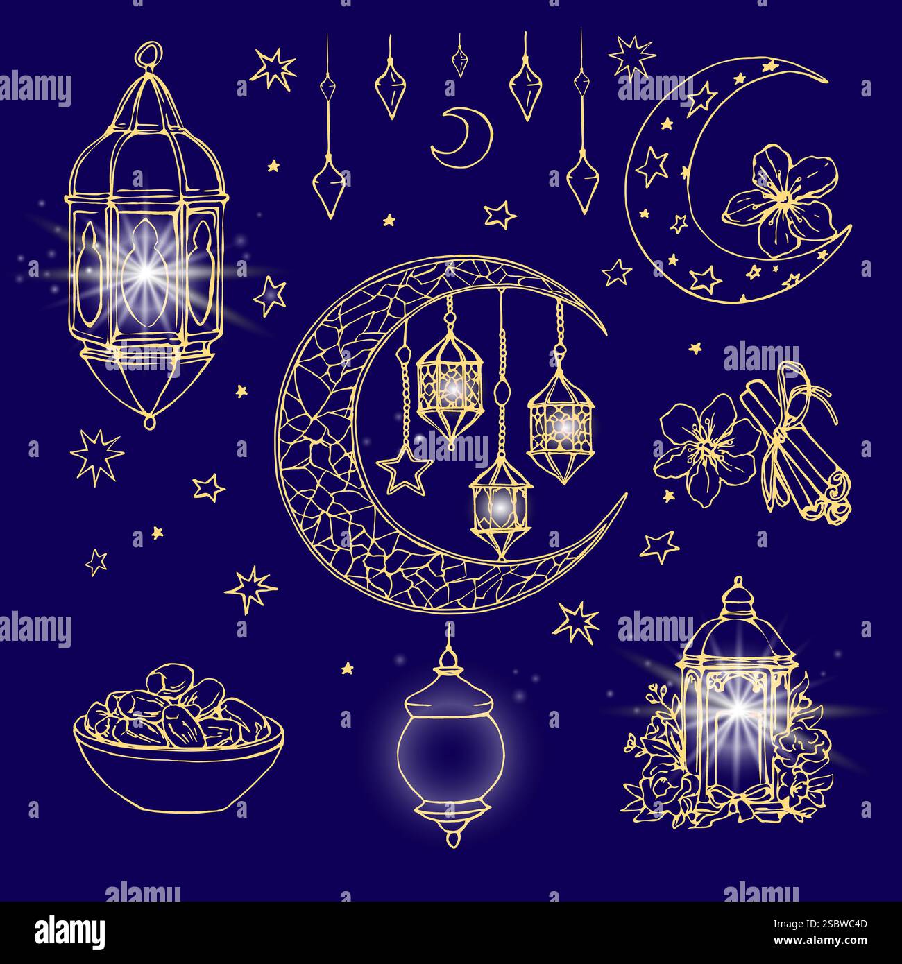 Set of Ramadan vector illustration Stock Vector Image & Art - Alamy