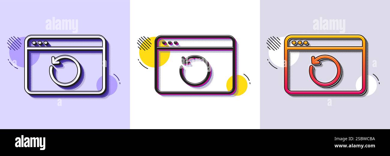 Recovery internet line icon. Backup data sign. Restore information. Halftone dotted pattern ...