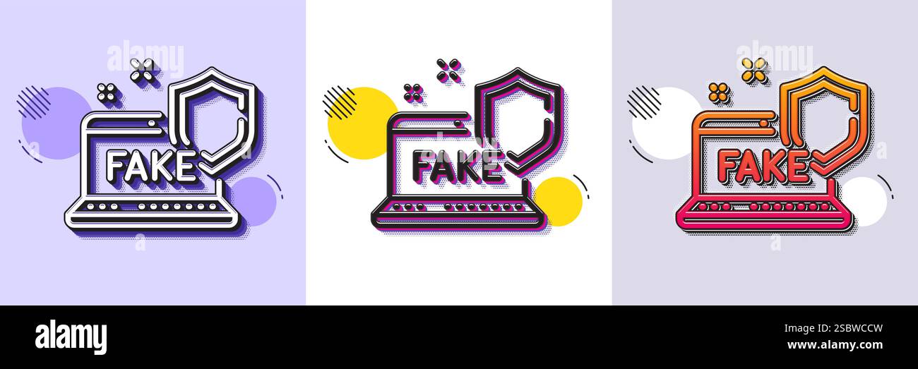 Fake internet line icon. Web propaganda sign. Halftone dotted pattern. Vector Stock Vector Image ...
