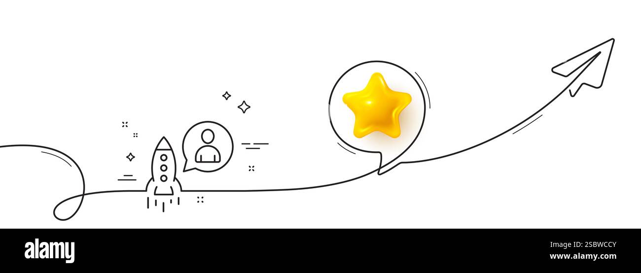 Startup line icon. Business management sign. Continuous line with plane ...