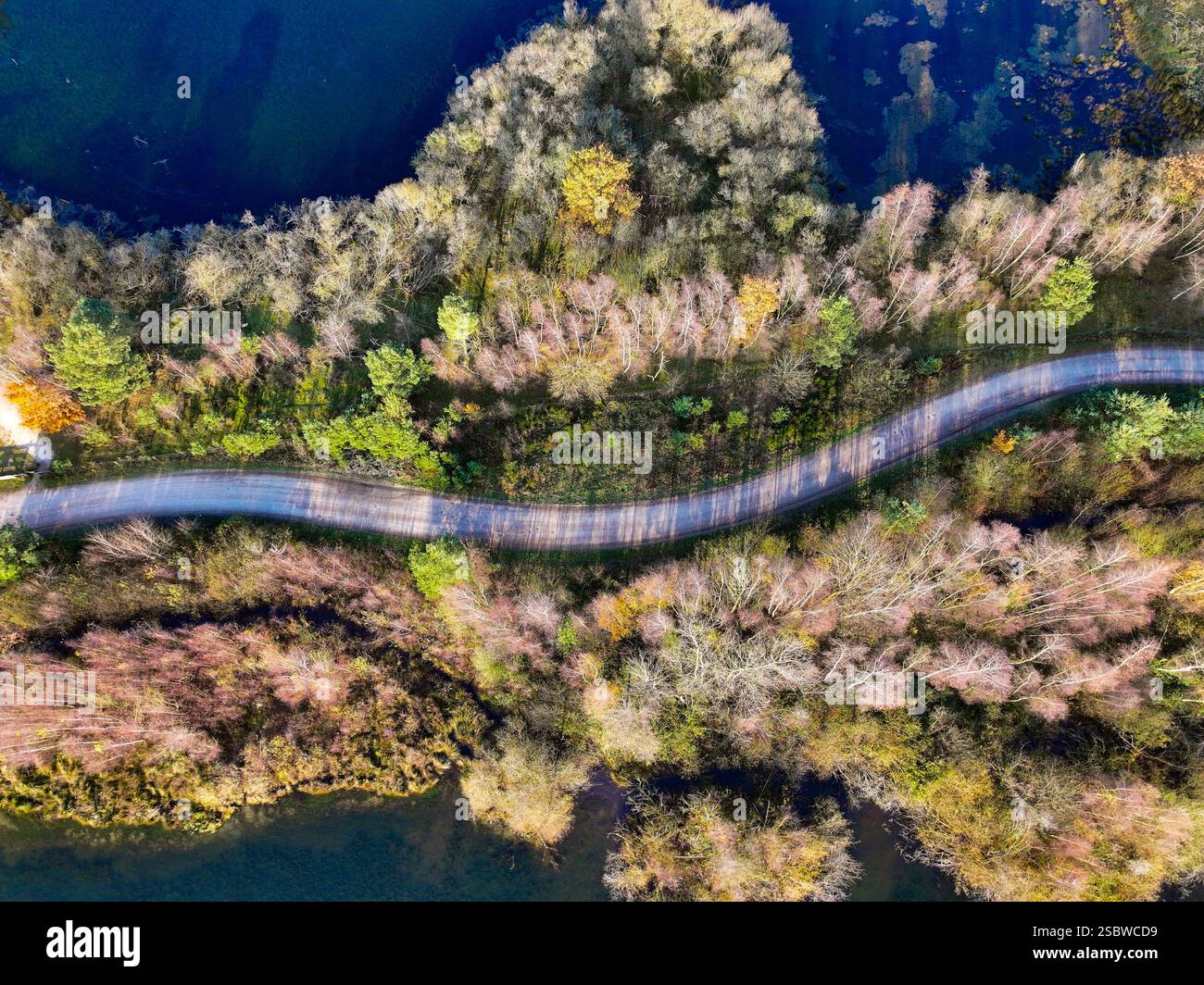 Aerial view picturesque road cutting hi-res stock photography and ...