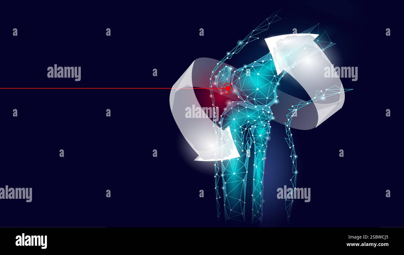 Joint pain treatment illustration. Knee injury highlighted red. Medical ...