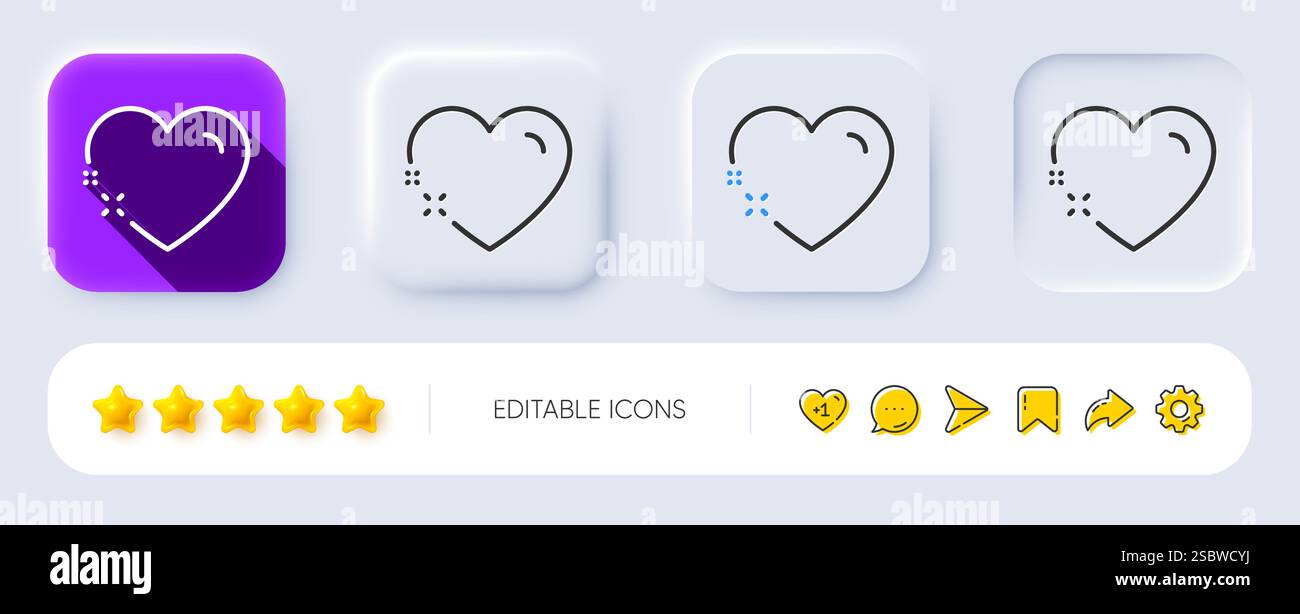 Heart line icon. Love emotion sign. Neumorphic buttons. Vector Stock ...