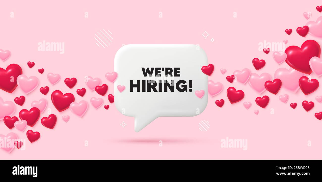 We are hiring symbol. Recruitment agency sign. 3d speech bubble. Vector ...
