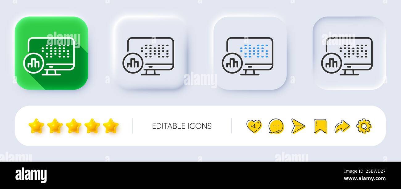 Report statistics line icon. Column graph sign. Neumorphic buttons. Vector Stock Vector Image ...