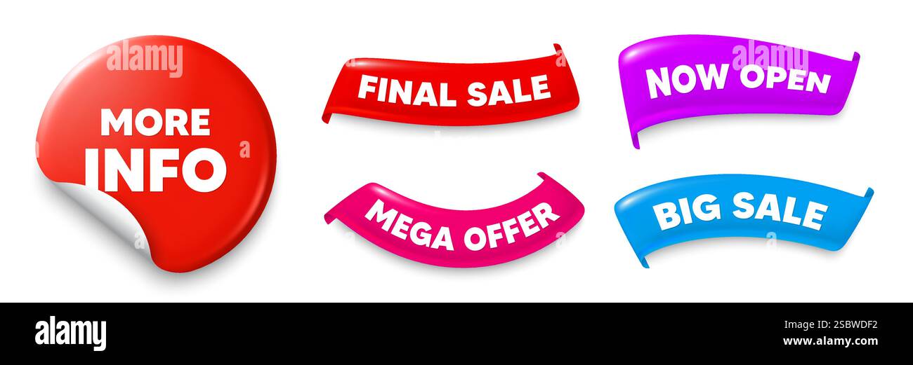 More info symbol. Navigation sign. Sticker, Ribbons banners. Vector ...