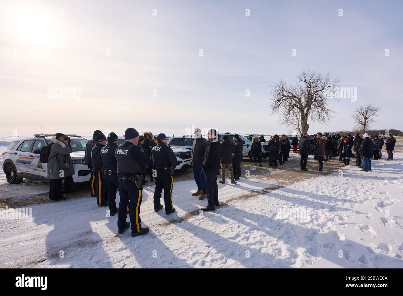 Premier of Manitoba Wab Kinew speaks to law enforcement officers at the ...
