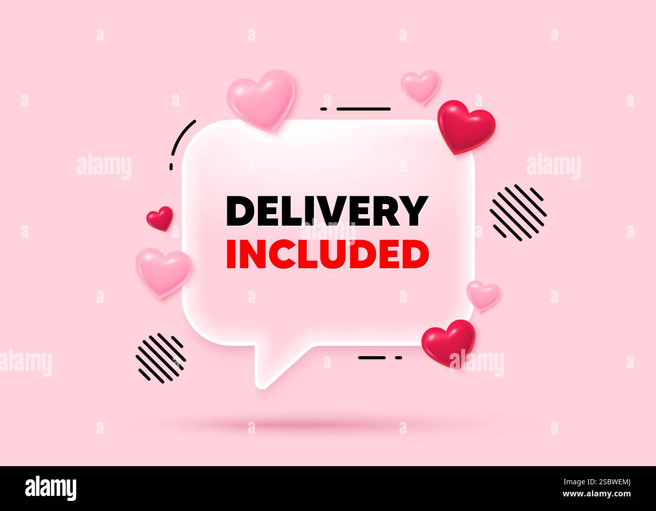 Delivery included tag. Free shipping sign. Glass speech bubble. Vector ...