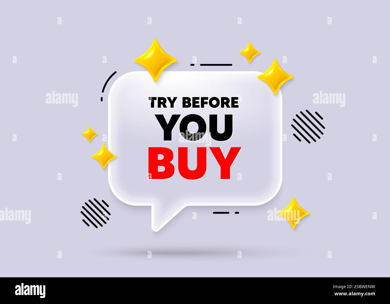 Try before you buy tag. Special offer price sign. Chat speech bubble ...