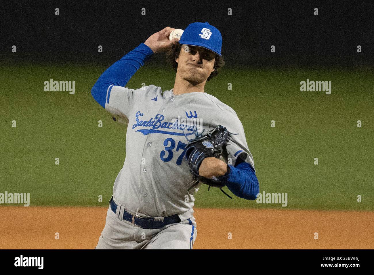 FILE - UC Santa Barbara starting pitcher Tyler Bremner (37) throws a ...