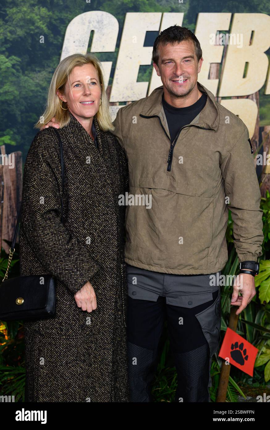 London, UK. February 4th, 2025. Bear Grylls and wife Shara Grylls arriving at the Celebrity Bear ...