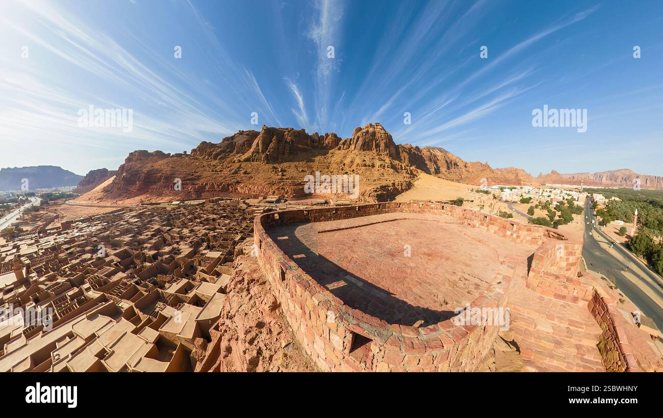 breathtaking aerial view of ancient mud-brick ruins of AlUla Old Town ...