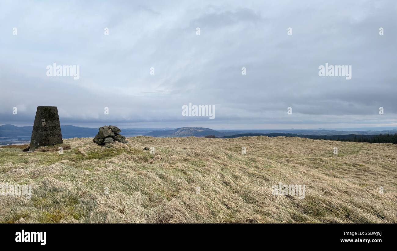 The summit of Dumglow Hill in Fife, Scotland. Rolling Scottish ...