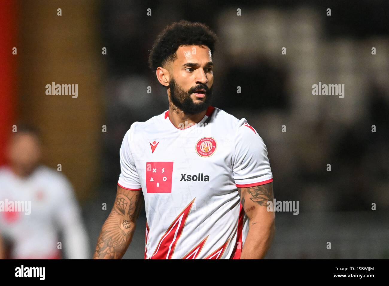 Jordan Roberts (11 Stevenage) looks on during the EFL Trophy Quarter ...