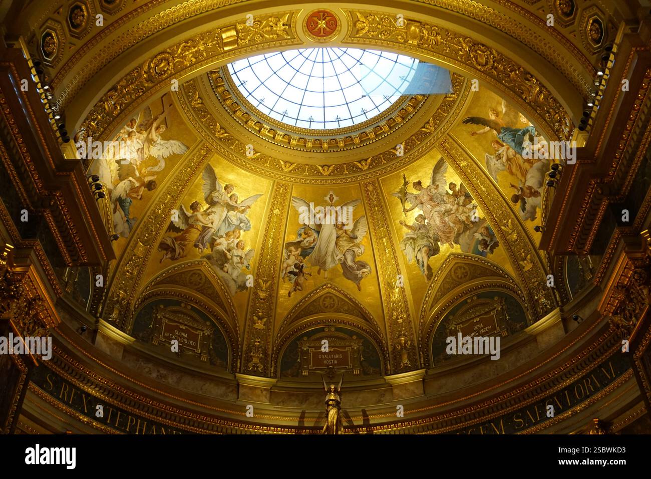 A beautiful golden fresco painting with Christian imagery graces the ...